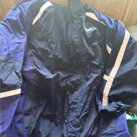 Jackets & Coats | Fedex Navy Blue Jacket With White Stripes | Poshmark